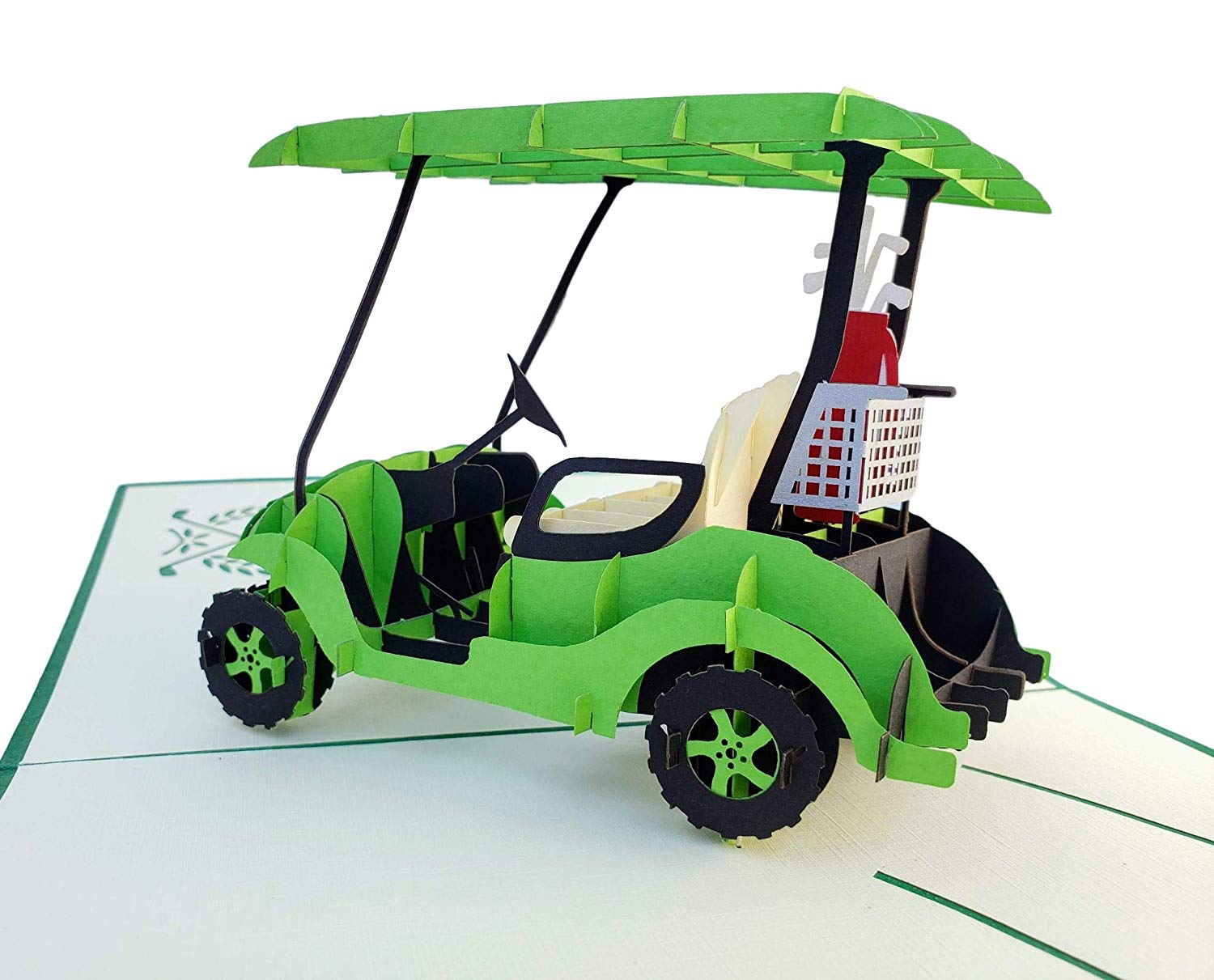 Green Golf Cart 3D Pop Up Greeting Card | iGifts And Cards
